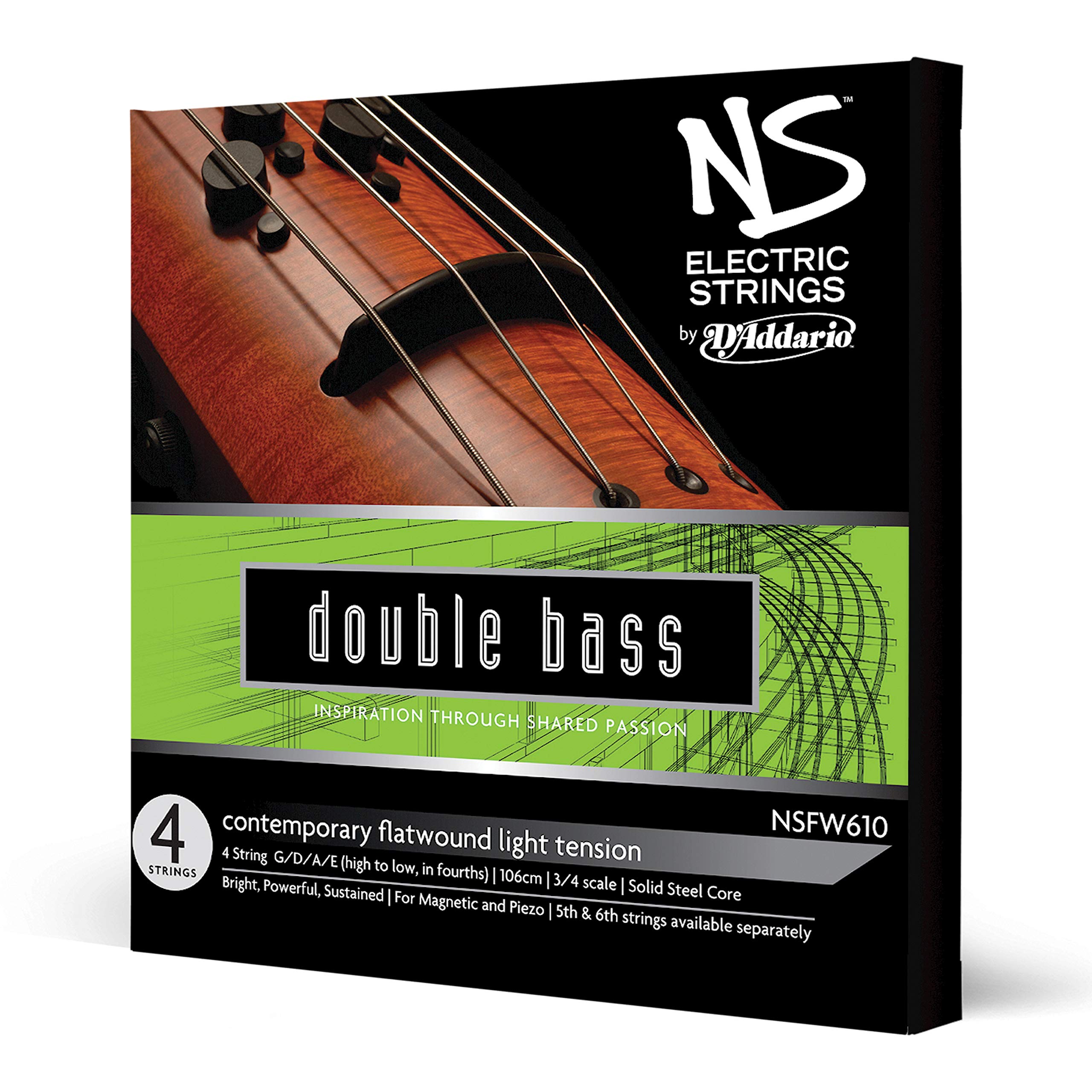 D'Addario NS Electric Contemporary Bass String Set, 3/4 Scale, Medium Tension