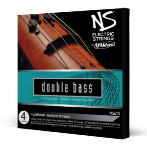 d'addario ns electric traditional bass string set, 3/4 scale, medium tension