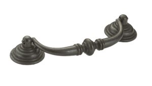 richelieu hardware bp30214909 4 1/4-inch (108 mm) center-to-center matte black iron traditional cabinet and drawer pull handle for kitchen, bathroom, and furniture