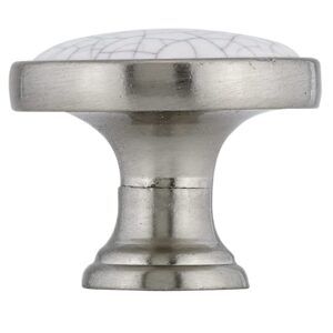 Richelieu Hardware BP4418195304 Cherbourg Collection 1 1/8 in (28.6 mm) Crackle White and Brushed Nickel Eclectic Cabinet Knob Crackle White, Brushed Nickel Finish