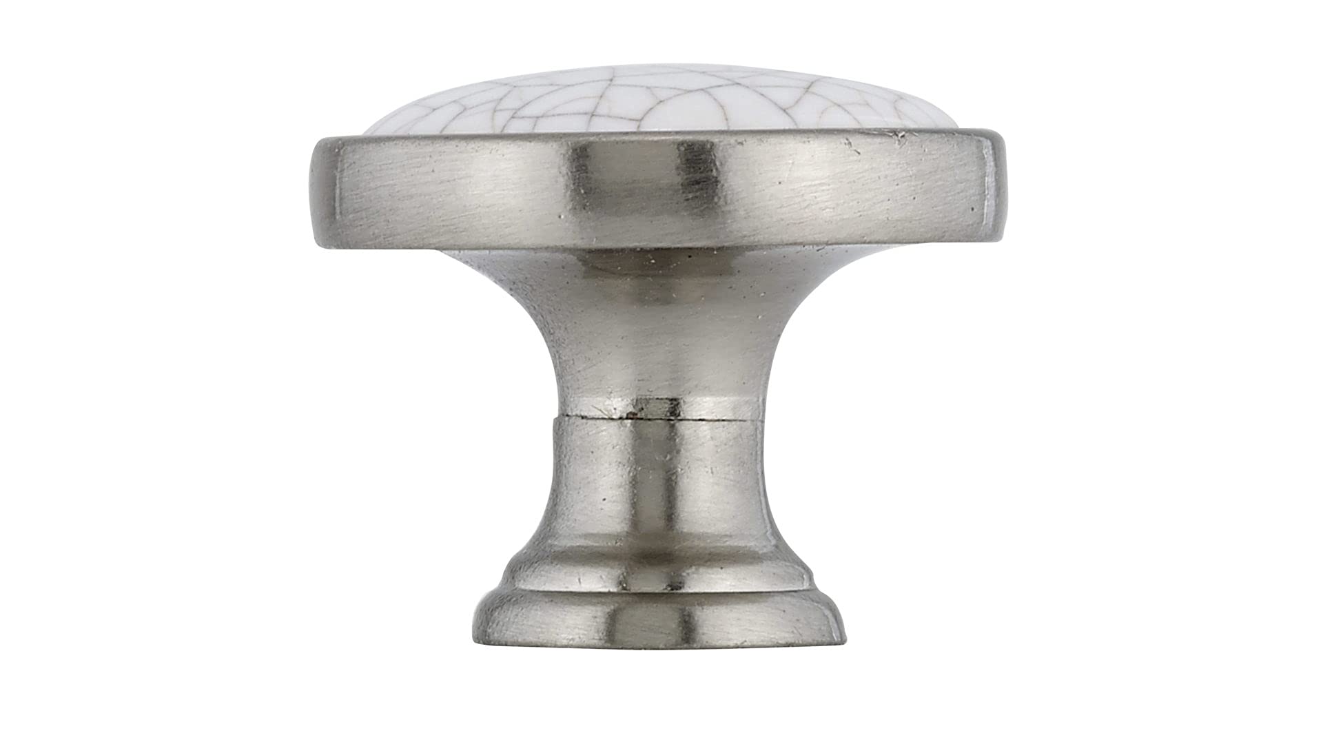 Richelieu Hardware BP4418195304 Cherbourg Collection 1 1/8 in (28.6 mm) Crackle White and Brushed Nickel Eclectic Cabinet Knob Crackle White, Brushed Nickel Finish