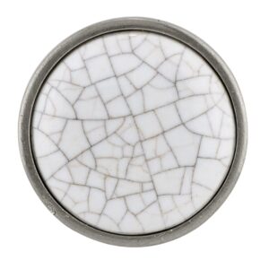 Richelieu Hardware BP4418195304 Cherbourg Collection 1 1/8 in (28.6 mm) Crackle White and Brushed Nickel Eclectic Cabinet Knob Crackle White, Brushed Nickel Finish