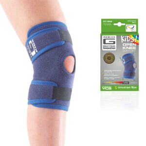 neo g kids knee support child open patella – kids knee brace for joint & meniscus pain, osgood schlatter, strains, sprains, instability, juvenile arthritis - adjustable compression