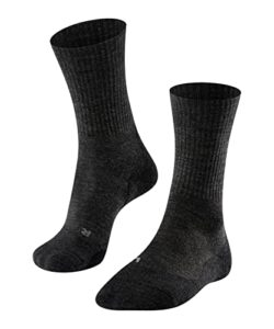 falke men's tk2 explore wool hiking socks, mid calf, medium padding, athletic sock, breathable quick dry, merino wool, grey (smog 3150), 6.5-8.5, 1 pair