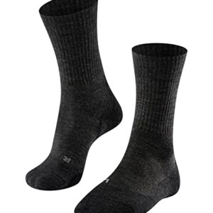 FALKE Men's TK2 Explore Wool Hiking Socks, Mid Calf, Medium Padding, Athletic Sock, Breathable Quick Dry, Merino Wool, Grey (Smog 3150), 6.5-8.5, 1 Pair