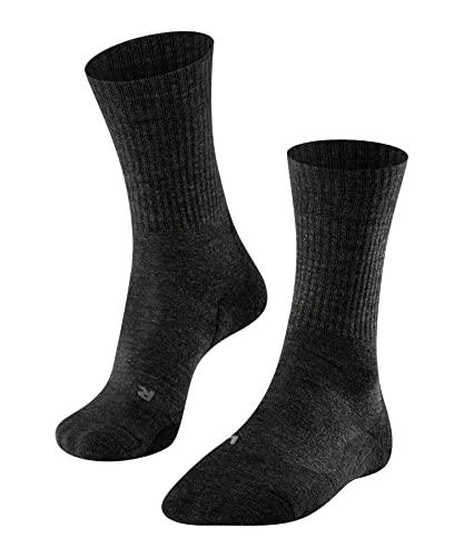 FALKE Men's TK2 Explore Wool Hiking Socks, Mid Calf, Medium Padding, Athletic Sock, Breathable Quick Dry, Merino Wool, Grey (Smog 3150), 6.5-8.5, 1 Pair