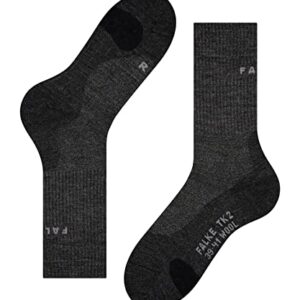 FALKE Men's TK2 Explore Wool Hiking Socks, Mid Calf, Medium Padding, Athletic Sock, Breathable Quick Dry, Merino Wool, Grey (Smog 3150), 6.5-8.5, 1 Pair