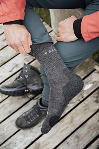 FALKE Men's TK2 Explore Wool Hiking Socks, Mid Calf, Medium Padding, Athletic Sock, Breathable Quick Dry, Merino Wool, Grey (Smog 3150), 6.5-8.5, 1 Pair