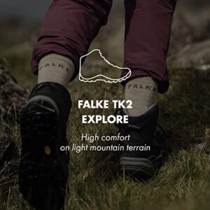 FALKE Men's TK2 Explore Wool Hiking Socks, Mid Calf, Medium Padding, Athletic Sock, Breathable Quick Dry, Merino Wool, Grey (Smog 3150), 6.5-8.5, 1 Pair