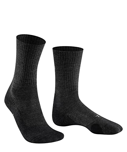 FALKE Men's TK2 Explore Wool Hiking Socks, Mid Calf, Medium Padding, Athletic Sock, Breathable Quick Dry, Merino Wool, Grey (Smog 3150), 6.5-8.5, 1 Pair