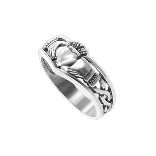 Gem Avenue Heart Friendship and Love Crowned Irish Claddagh 925 Sterling Silver Ring for Women Size 8