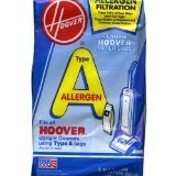 hoover filter bags type a allergen filtration 4010100a (3 packs of 4) total of 12 bags