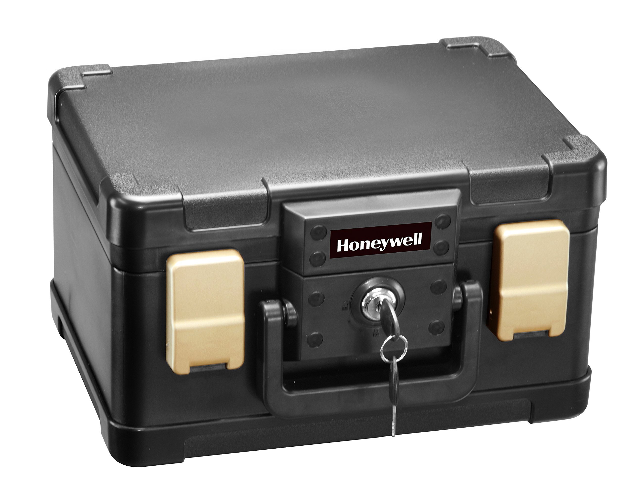 Honeywell Safes & Door Locks - Fireproof & Waterproof Small Safe Box Chest for Home - Fits Folded Letter Size Documents - Strong ABS Plastic - Document Box with Key Lock System - 0.15 CU, Black, 1102