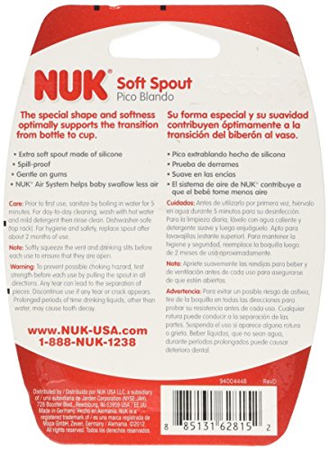 NUK Replacement Silicone Spout for NUK Active and Learner Cups and NUK Bottles, Clear