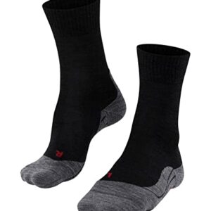 FALKE Women's TK5 Wander Hiking Socks, Crew Length, Light Padding, Athletic Sock, Breathable Quick Dry, Merino Wool, Black (Black-Mix 3010), 8-9, 1 Pair