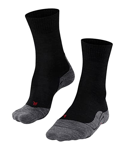 FALKE Women's TK5 Wander Hiking Socks, Crew Length, Light Padding, Athletic Sock, Breathable Quick Dry, Merino Wool, Black (Black-Mix 3010), 8-9, 1 Pair