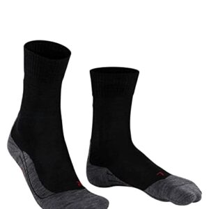 FALKE Women's TK5 Wander Hiking Socks, Crew Length, Light Padding, Athletic Sock, Breathable Quick Dry, Merino Wool, Black (Black-Mix 3010), 8-9, 1 Pair