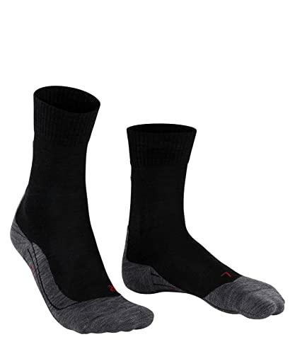 FALKE Women's TK5 Wander Hiking Socks, Crew Length, Light Padding, Athletic Sock, Breathable Quick Dry, Merino Wool, Black (Black-Mix 3010), 8-9, 1 Pair