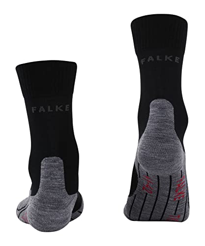 FALKE Women's TK5 Wander Hiking Socks, Crew Length, Light Padding, Athletic Sock, Breathable Quick Dry, Merino Wool, Black (Black-Mix 3010), 8-9, 1 Pair