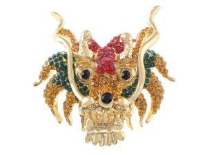 alilang multicolor rhinestone crystal lunar new year chinese zodiac eastern dragon lion head ring