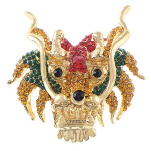 Alilang Multicolor Rhinestone Crystal Lunar New Year Chinese Zodiac Eastern Dragon Lion Head Ring