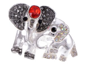 alilang lovely mother family ruby clear crystal rhinestone elephant custom ring