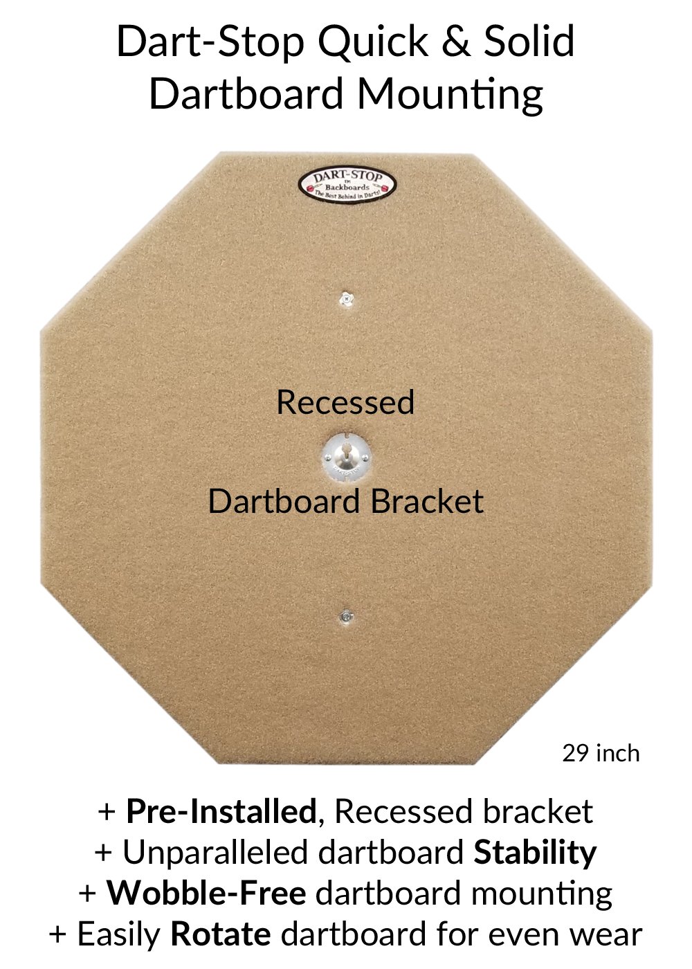 Dart-Stop 29 inch Black Octagon Pro Dart Board Backboard | Wall Protector | Dartboard Surround