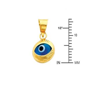 14k REAL Yellow Gold Evil Eye Fluted Charm Pendant