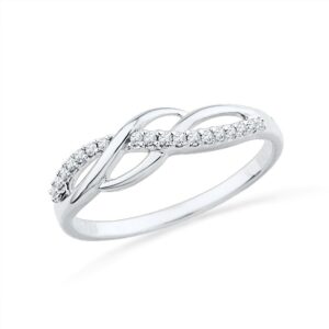 dgold sterling silver round diamond twisted fashion ring (1/10 cttw)