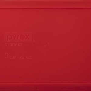 Pyrex 3-Cup Single Rectangular Food Storage Container with Lid, Non-Toxic, BPA-Free Lid, Tempered Non-Pourous Glass, Microwave, Dishwasher, Freezer and Oven Safe, Red