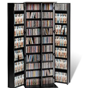 Black Grande Locking Media Storage Cabinet with Shaker Doors