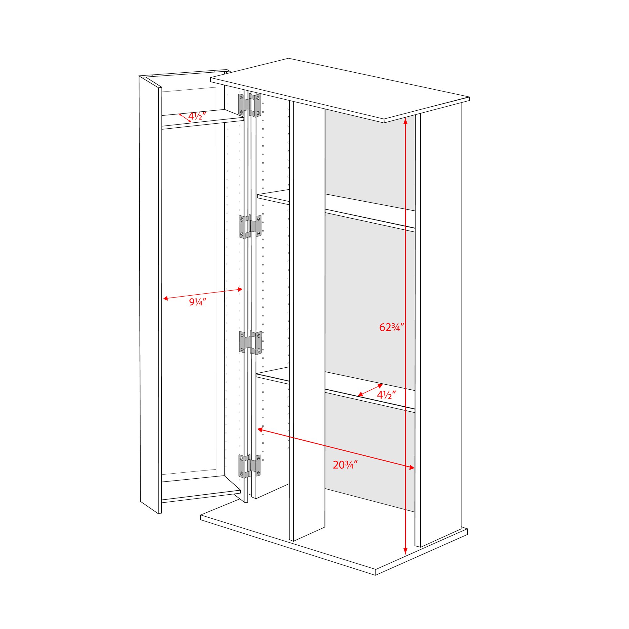 Black Grande Locking Media Storage Cabinet with Shaker Doors