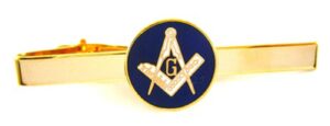 new brass & blue masonic freemason mason tie bar clip