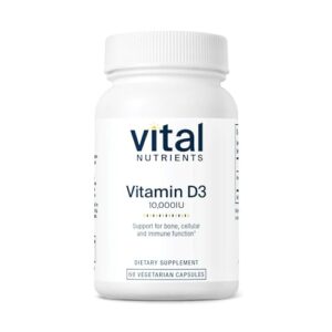 vital nutrients vitamin d 10000 iu | vitamin d3 supplement | healthy bones, teeth, muscles*| cellular & immune function | calcium absorption | gluten, dairy and soy free | 60 capsules