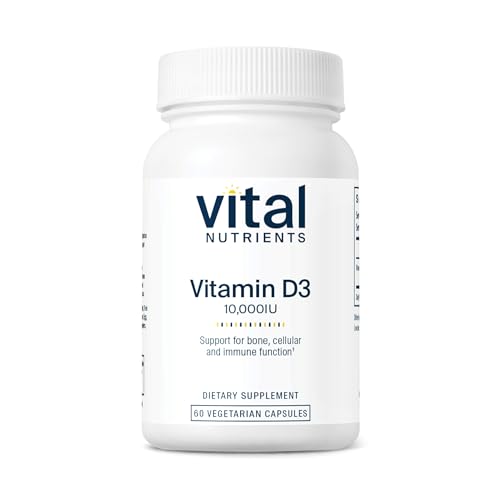 Vital Nutrients Vitamin D 10000 IU | Vitamin D3 Supplement | Healthy Bones, Teeth, Muscles*| Cellular & Immune Function | Calcium Absorption | Gluten, Dairy and Soy Free | 60 Capsules