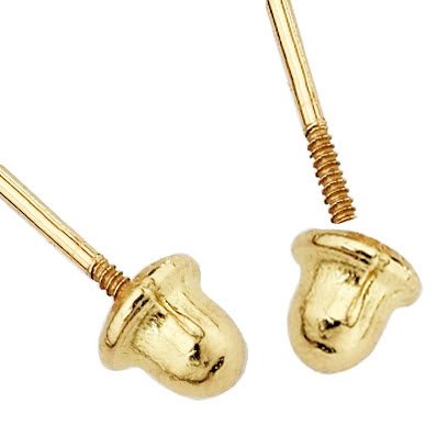 14k Yellow Gold 4mm Round Solitaire Basket Set Stud Earrings with Screw Back