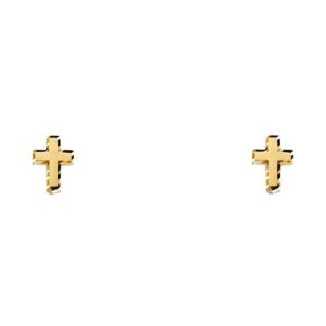 14k Yellow Gold Cross Stud Earrings with Screw Back