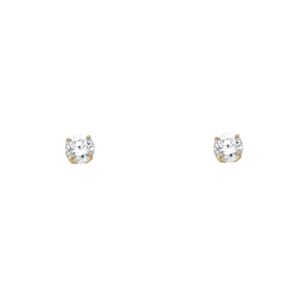 14k Yellow Gold 4mm Round Solitaire Basket Set Stud Earrings with Screw Back