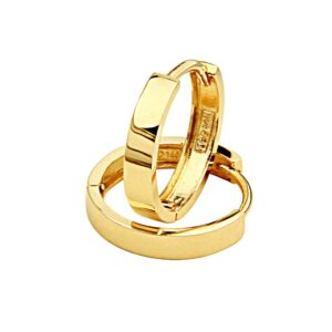 14k real yellow gold 2.5mm thickness hoop huggie earrings (13 x 13 mm)