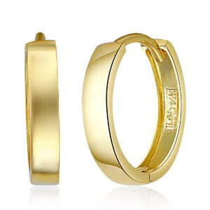 14k REAL Yellow Gold 2.5mm Thickness Hoop Huggie Earrings (13 x 13 mm)