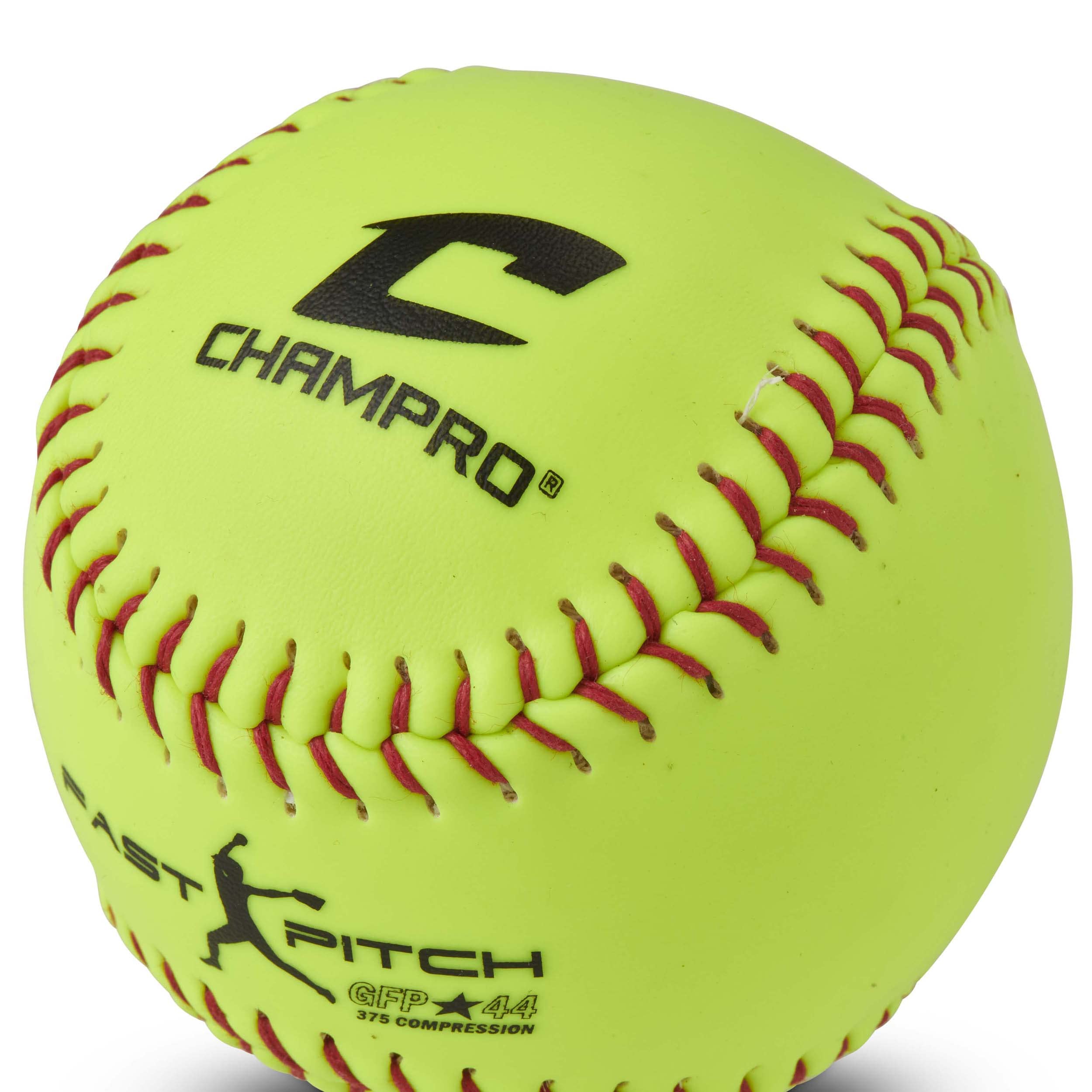 Champro Poly Synthetic Cover, .44 COR, 375 Compression, Red Stiches (Optic Yellow, 12)