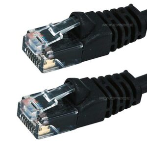 Monoprice Cat6 Ethernet Patch Cable - 75 Feet - Black | Network Internet Cord - RJ45, Stranded, 550Mhz, UTP, Pure Bare Copper Wire, 24AWG