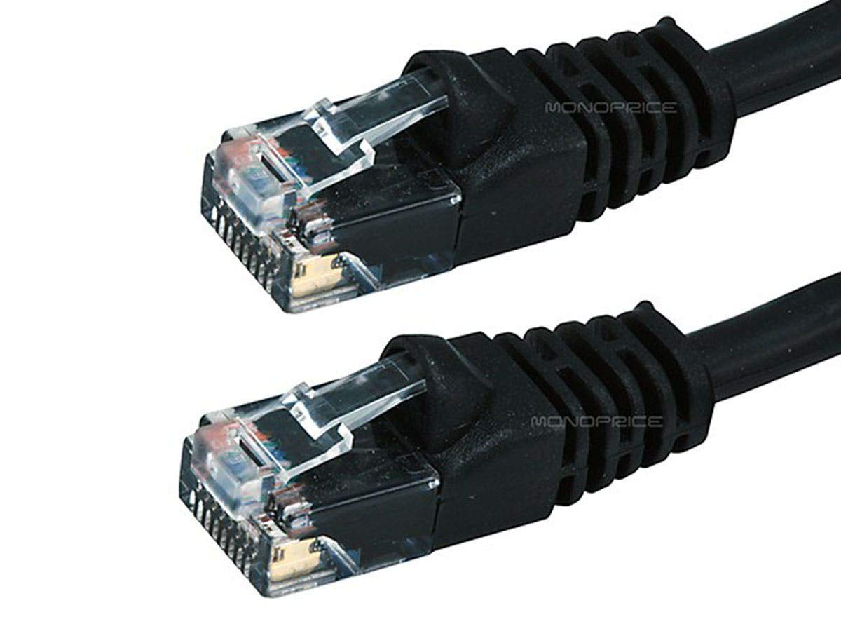 Monoprice Cat6 Ethernet Patch Cable - 75 Feet - Black | Network Internet Cord - RJ45, Stranded, 550Mhz, UTP, Pure Bare Copper Wire, 24AWG