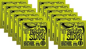 ernie ball regular slinky custom gauge nickel wound guitar string - set.010 - .046 (12 pack)