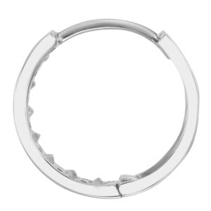 14k REAL White Gold 5mm Thickness CZ Channel Set Hoop Huggie Earrings (15 x 15 mm)