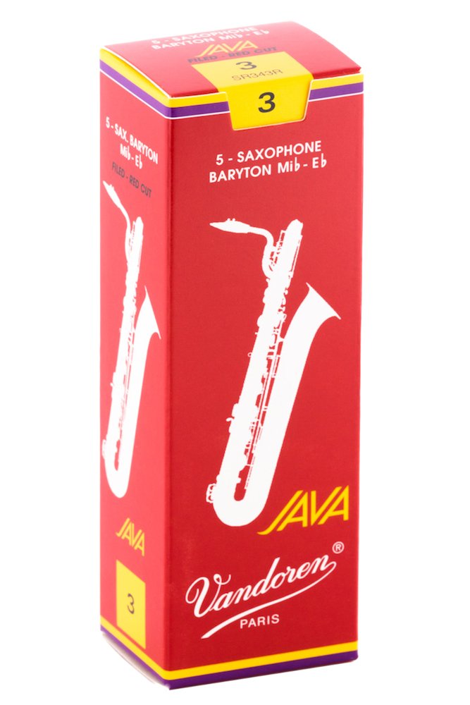 Vandoren SR343R Bari Sax JAVA Red Reeds Strength 3; Box of 5