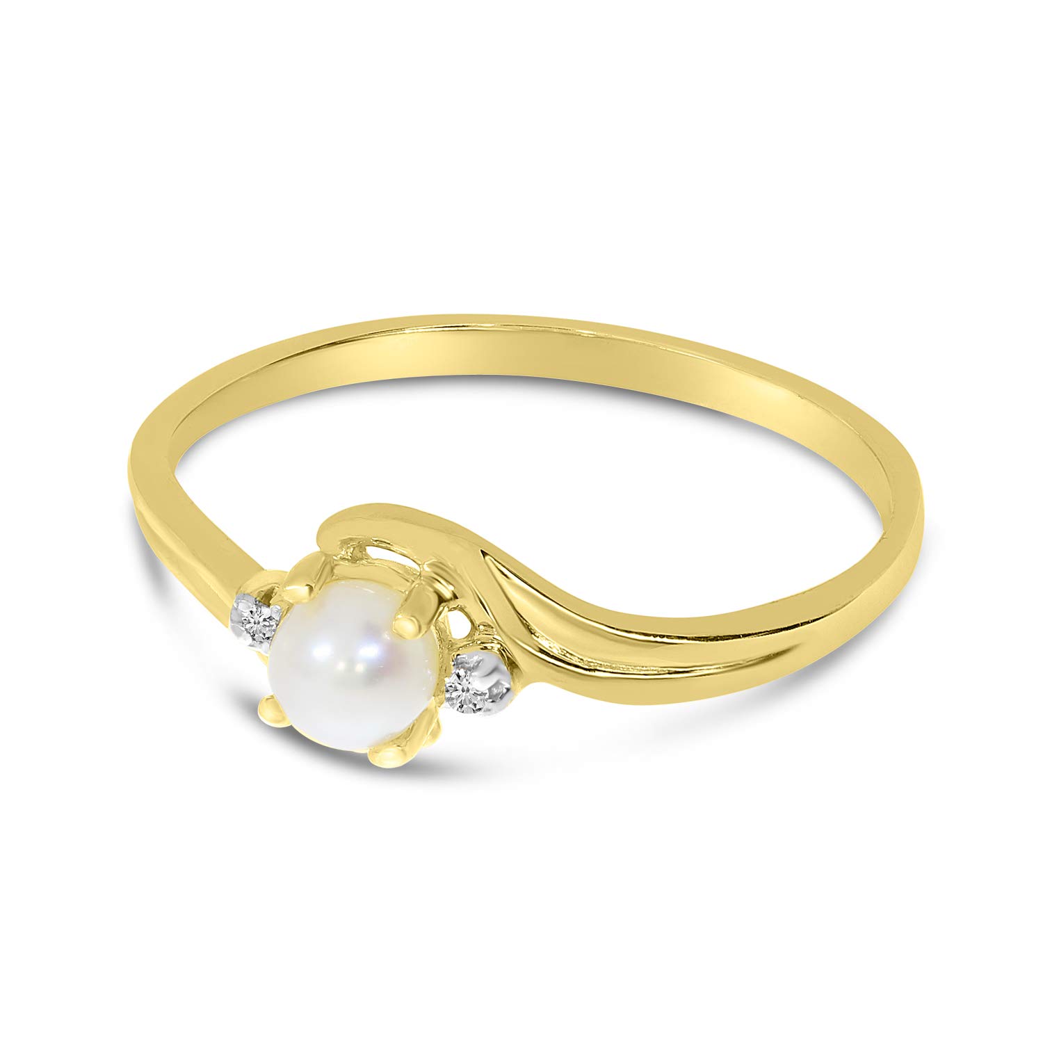 Direct-Jewelry 14k Yellow Gold Freshwater Cultured Pearl And Diamond Ring (Size 9)