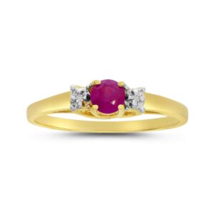 direct-jewelry 10k yellow gold round ruby and diamond ring (size 7)