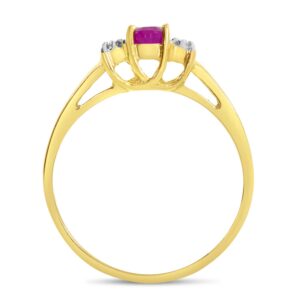 Direct-Jewelry 10k Yellow Gold Round Ruby And Diamond Ring (Size 7)