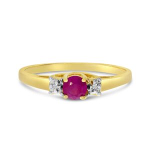 Direct-Jewelry 10k Yellow Gold Round Ruby And Diamond Ring (Size 7)